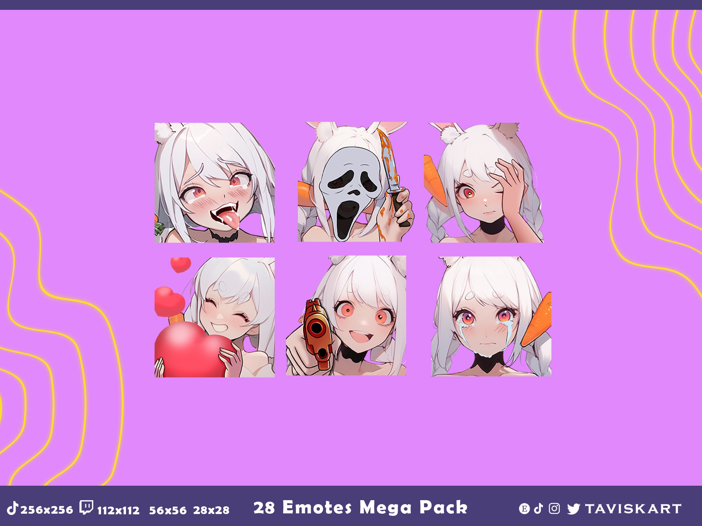 Carrot Bunny Emotes 28 Mega Pack for Your Twitch | Discord | Tiktok ...