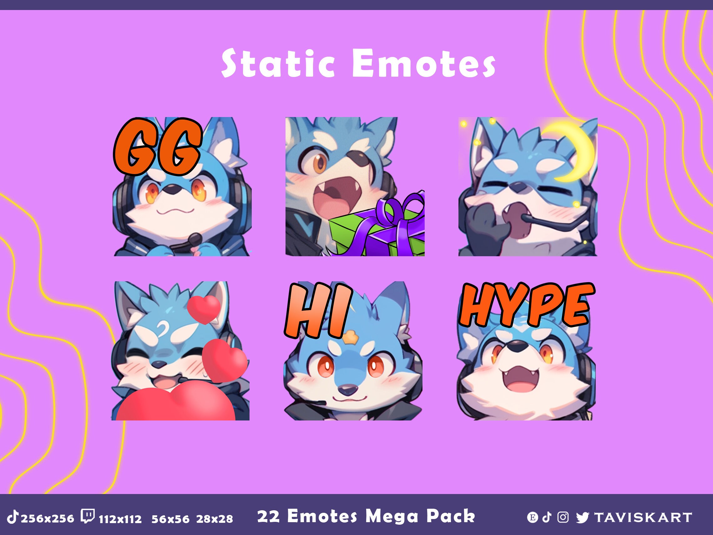 Twitch Emotes, Discord Emotes, Animated Emotes, Streamer Wolf Emotes ...