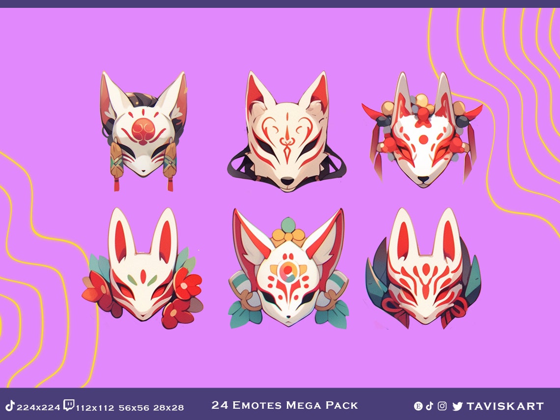 Kitsune Mask Sub Badges for Twitch/tiktok/youtube/discord subscriber ...