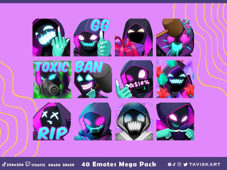 Neon Mask Emotes: 40 Twitch/discord/tiktok Emotes (digital File) - Etsy