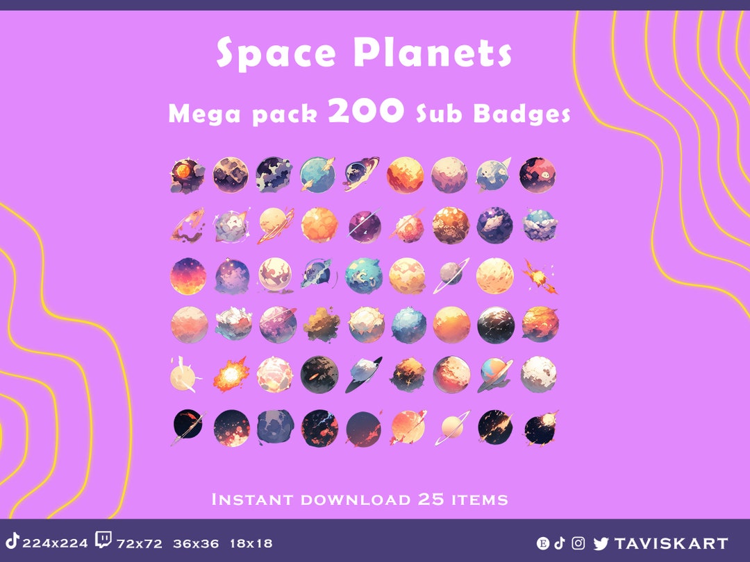 202 Space Planets Twitch Sub Badges (digital Files) - Etsy