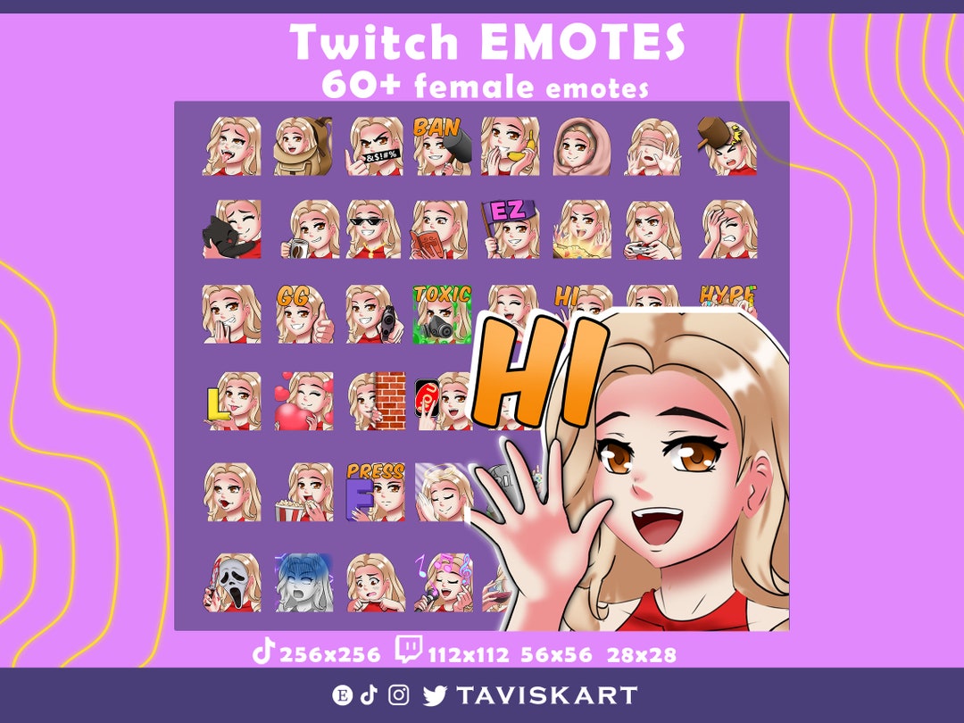 Emma Girl Twitch Emotes: Light Blonde Hair, Wavy Hairstyle (digital ...