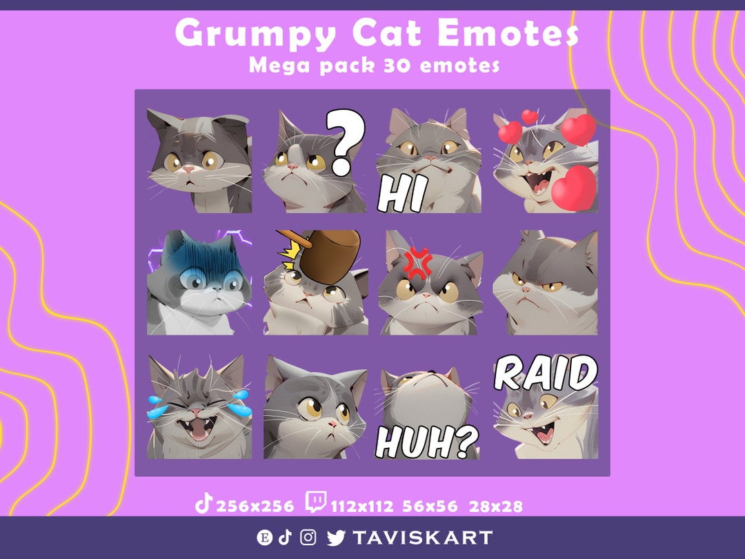 Twitch Emotes, Twitch Sub Emotes, Grumpy Cat Emotes, Text Emotes, Cat ...
