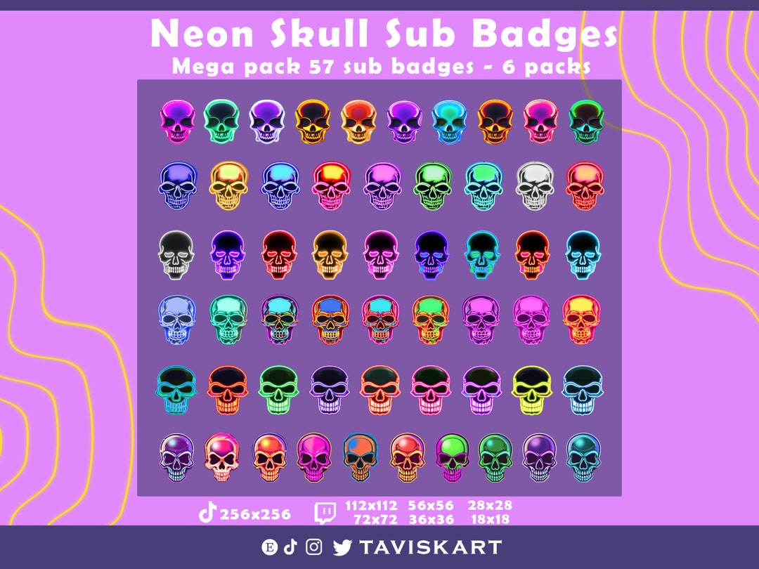 Neon Skull Sub Badges | Death Sub Badges | Discord Role | Subscriber ...