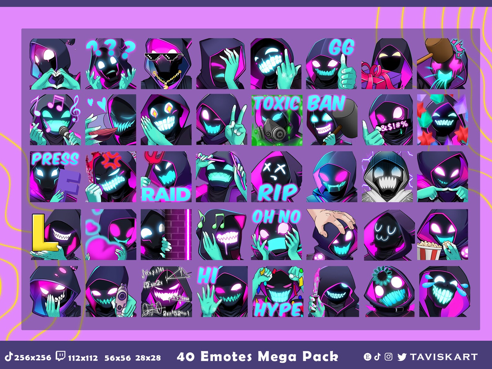 Neon Mask Emotes: 40 Twitch/discord/tiktok Emotes (digital File) - Etsy