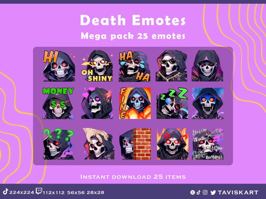 Death Skull Emotes, Twitch, Discord, Youtube, Tiktok (digital File ...