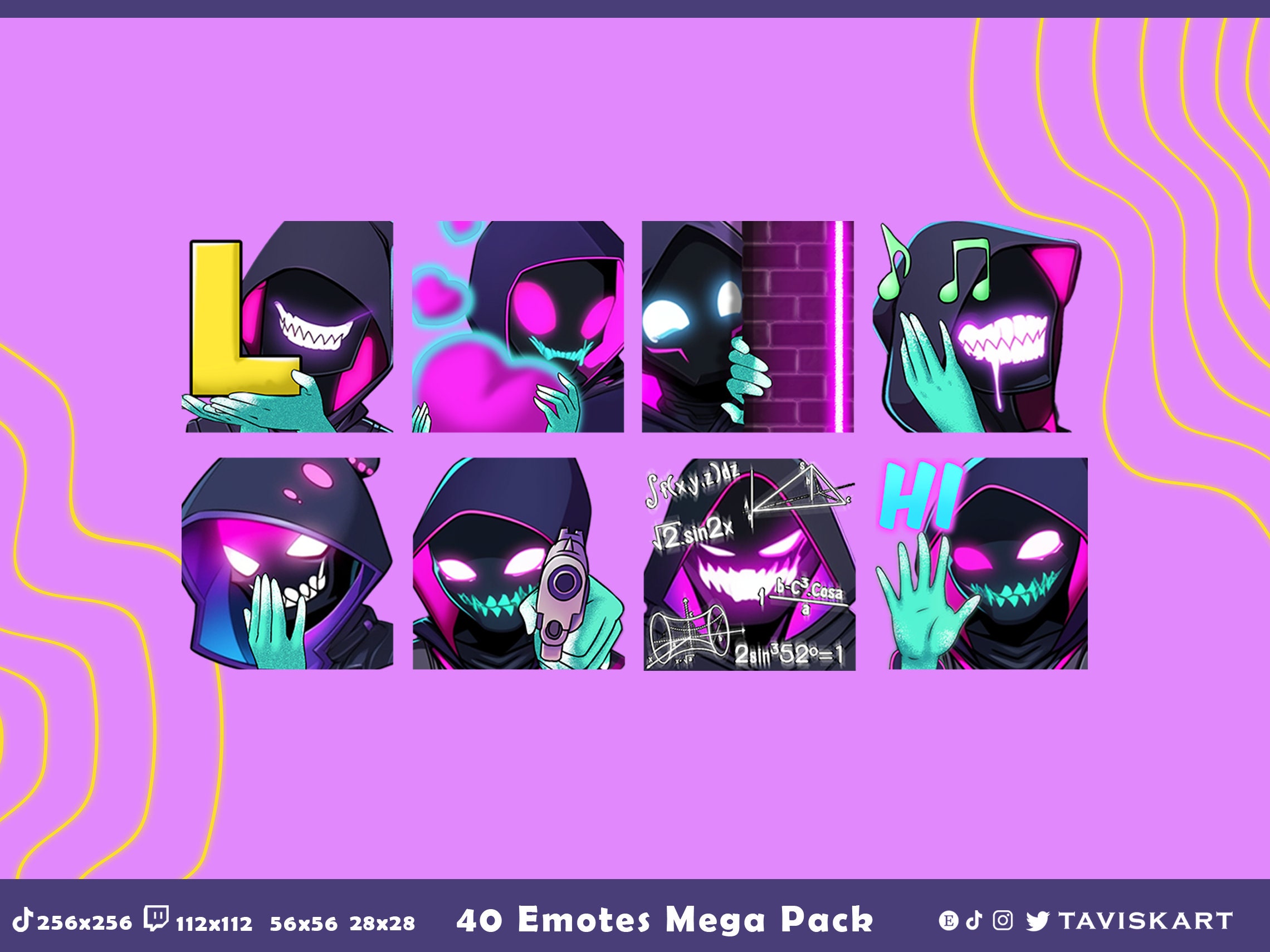 Neon Mask Emotes: 40 Twitch/discord/tiktok Emotes (digital File) - Etsy