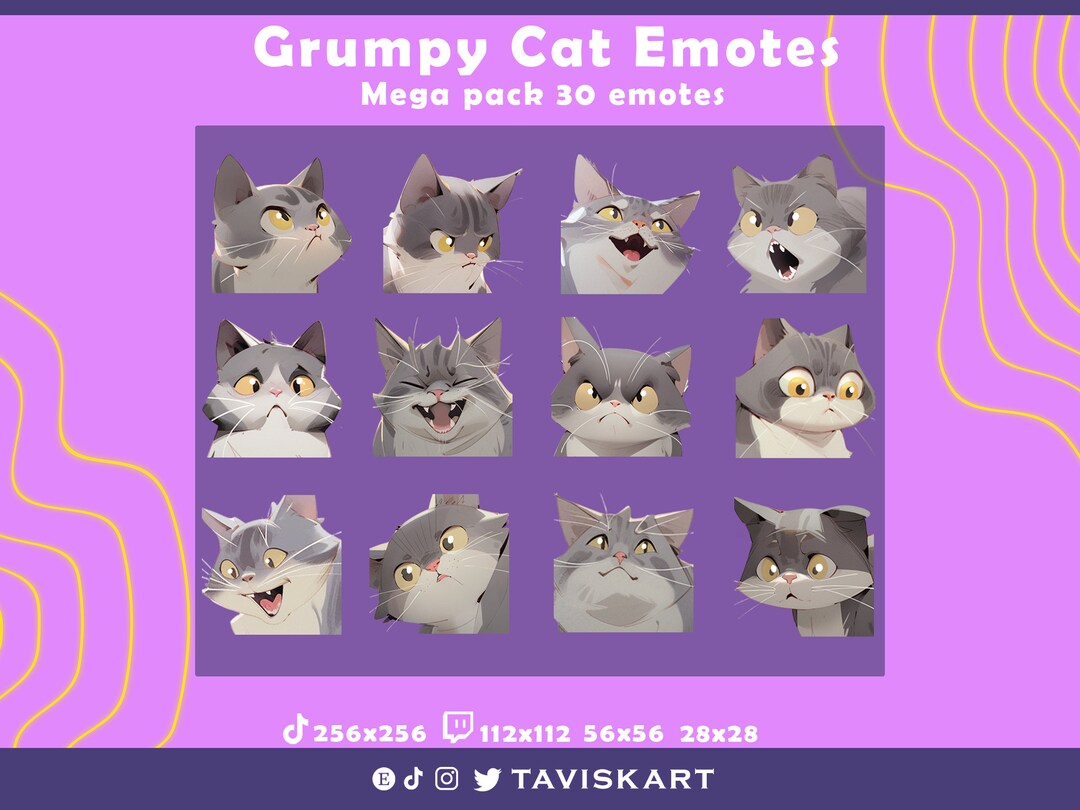 Twitch Emotes, Twitch Sub Emotes, Grumpy Cat Emotes, Cat Twitch Emote ...