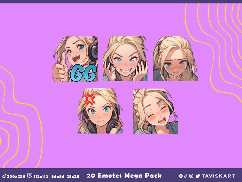 Blonde Hair Girl Emotes Pack: Streaming Emoji (digital File) - Etsy