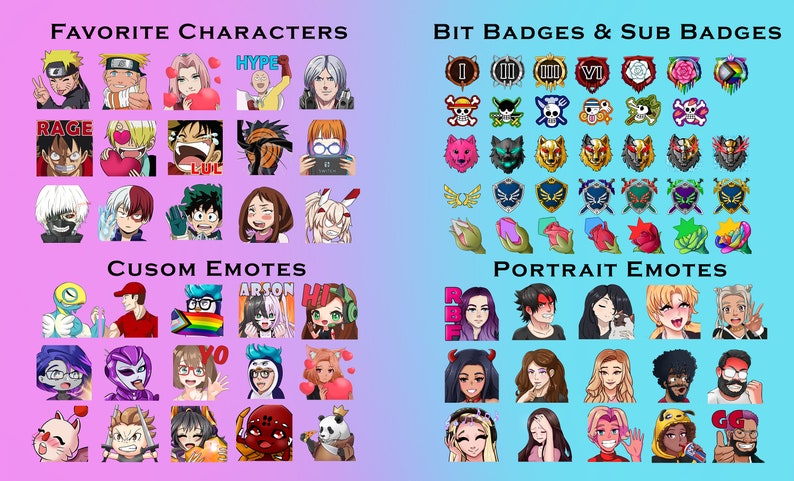 Custom Twitch Emotes Twitch Sub Badges Stickers Emojis For Your Twitch Youtube Discord Tiktok