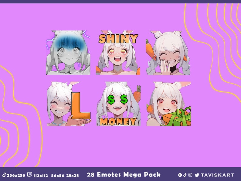 Carrot Bunny Emotes 28 Mega Pack for Your Twitch | Discord | Tiktok ...