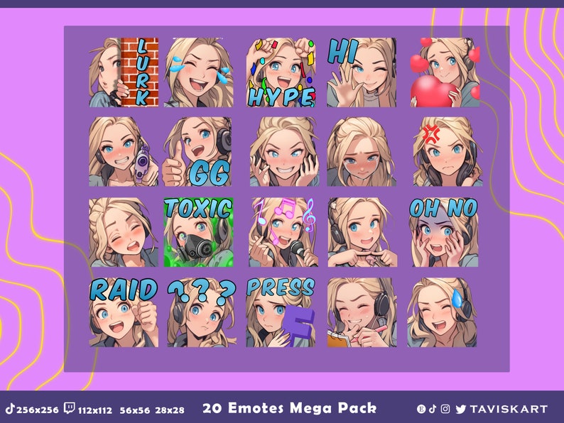 Blonde Hair Girl Emotes Pack: Streaming Emoji (digital File) - Etsy