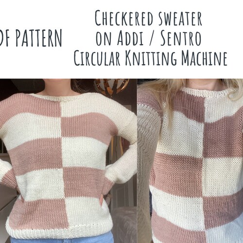 Checkered Sweater on Addi / Sentro Circular Knitting Machine - Etsy