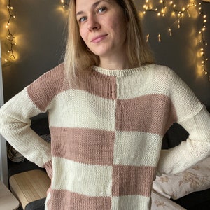 Checkered Sweater on Addi / Sentro Circular Knitting Machine - Etsy