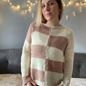Checkered Sweater on Addi / Sentro Circular Knitting Machine - Etsy
