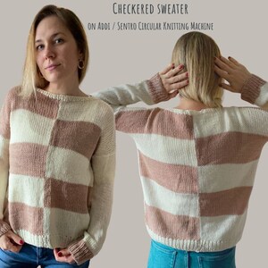 Checkered Sweater on Addi / Sentro Circular Knitting Machine - Etsy