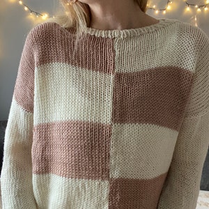 Checkered Sweater on Addi / Sentro Circular Knitting Machine - Etsy