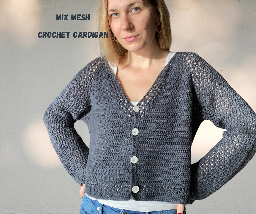 Mesh Cardigan Crochet Digital Crochet Pattern MIX MESH Crochet Cardigan ...