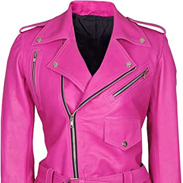 Pink Leather Jacket - Etsy