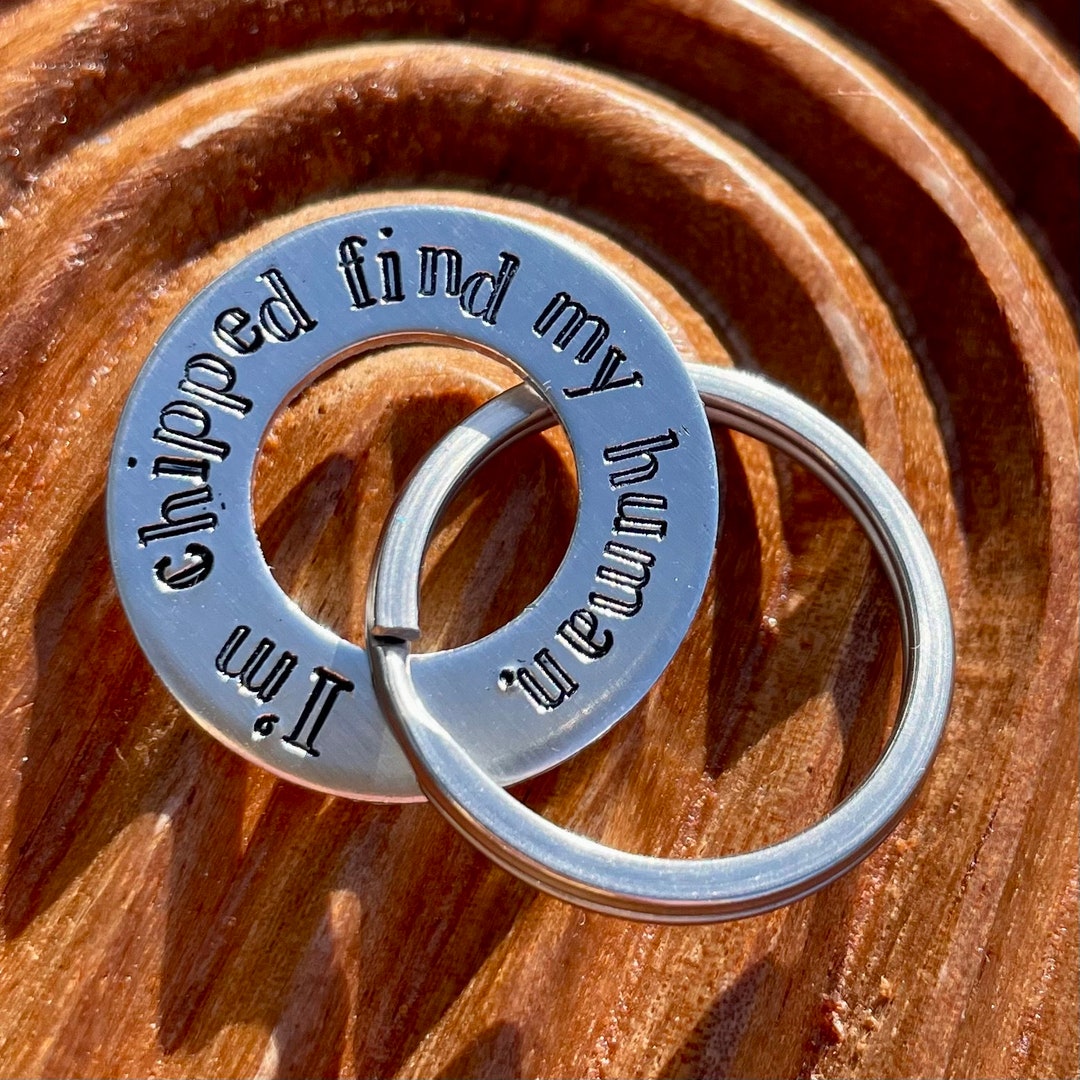I'm Chipped Find My Human/humans Decorative Pet Collar Tag hand Metal ...