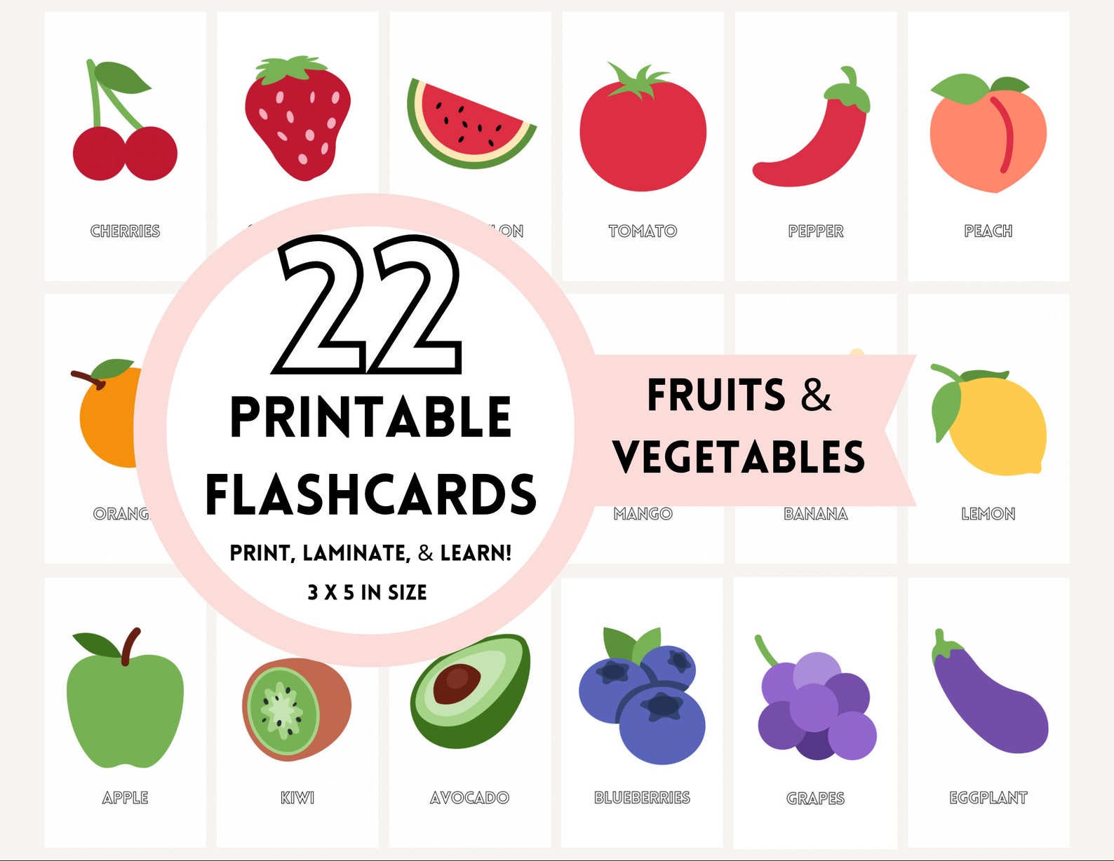 Flashcards for Toddlers Fruit and Vegetable Flashcards Himeschooling ...
