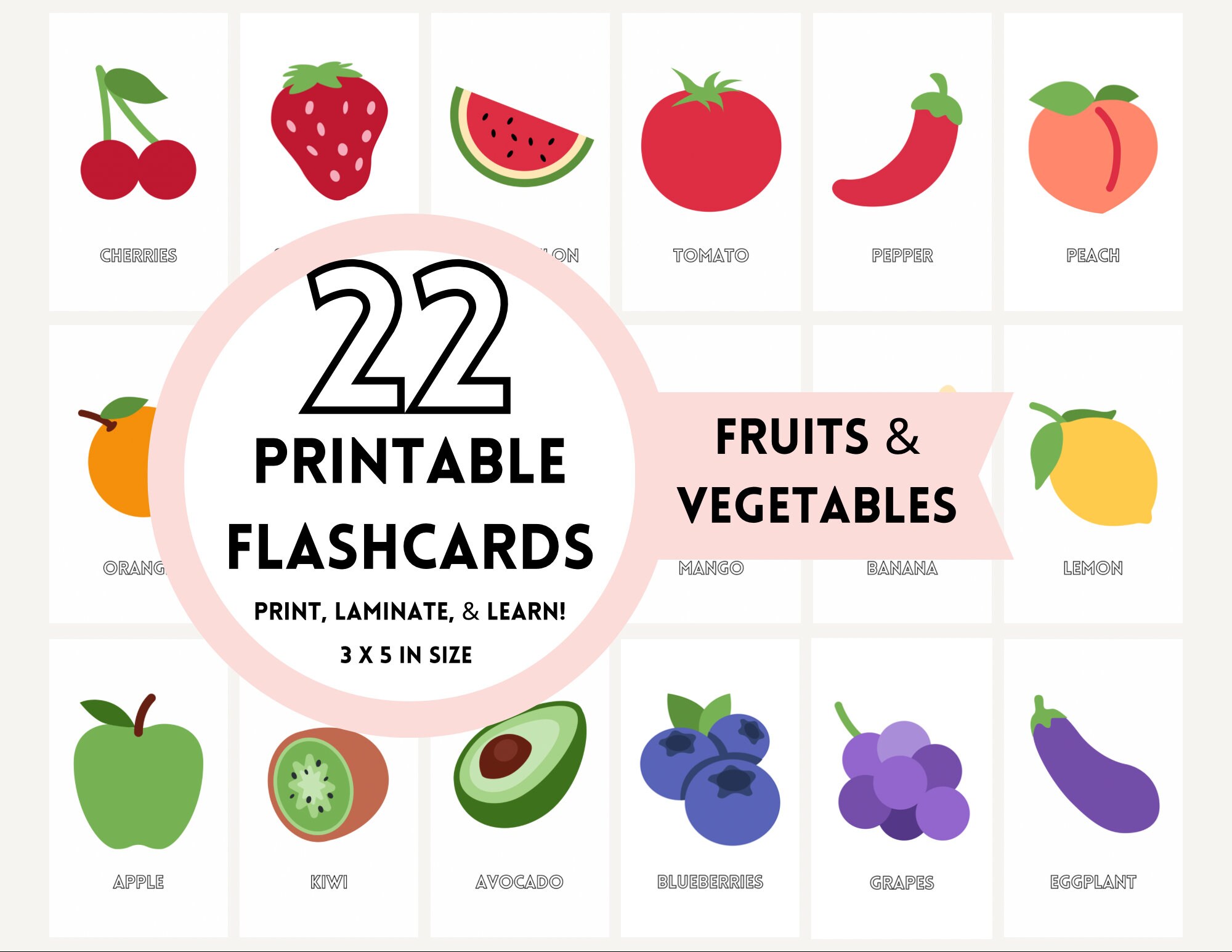 Flashcards for Toddlers Fruit and Vegetable Flashcards Himeschooling ...
