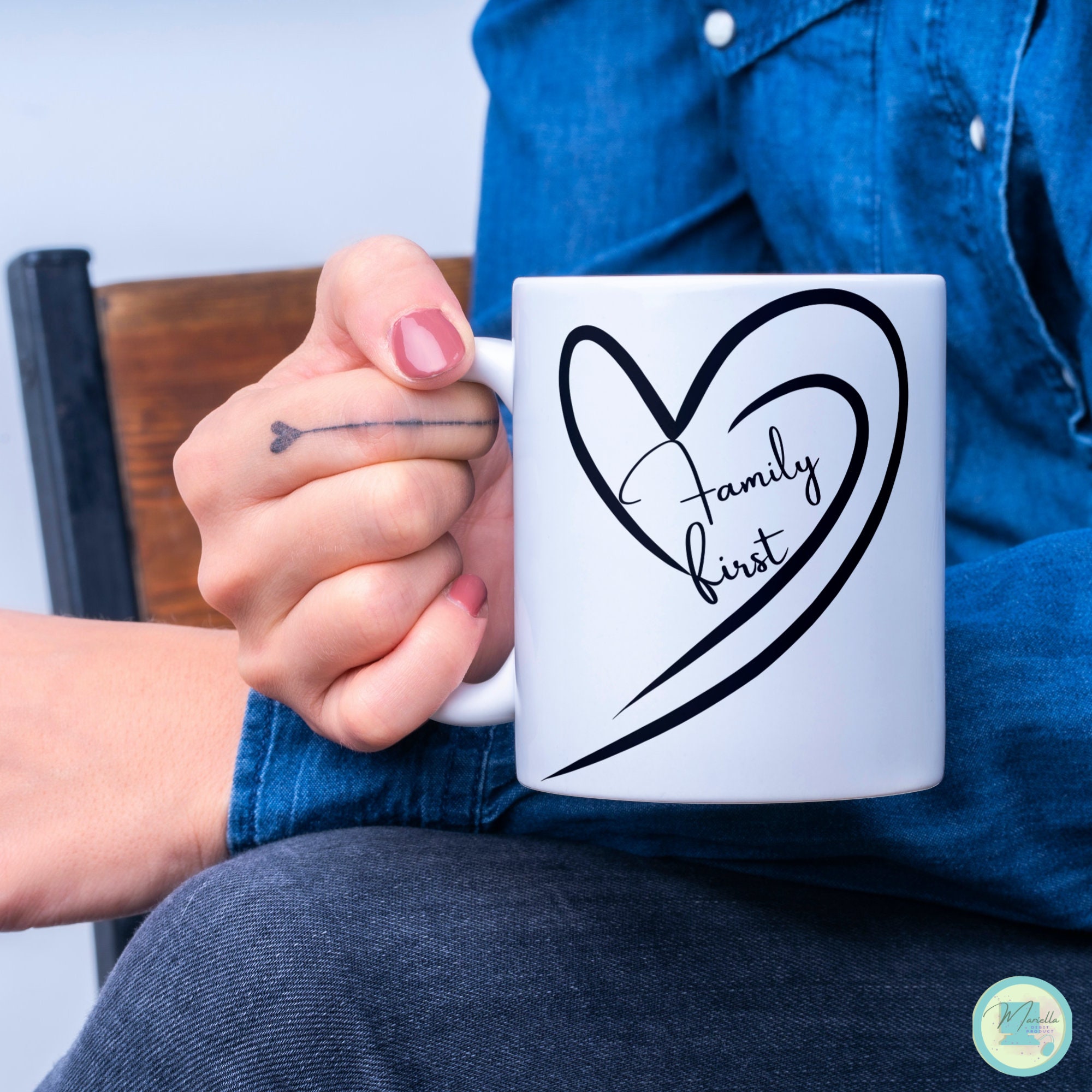 Family First Gift Svg Heart Printable Png Mom Dad Heart Gift Tag Mom ...