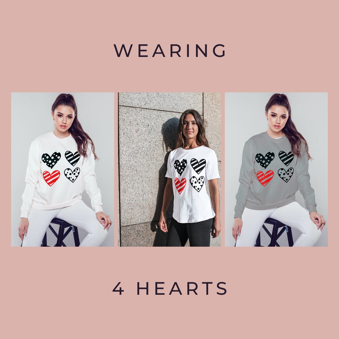 4 Hearts Svg Love Wall Art Heart Png Valentine's Day - Etsy