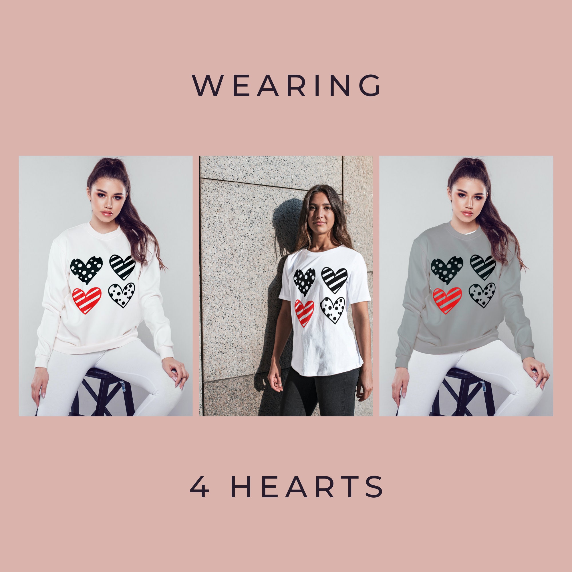 4 Hearts Svg Love Wall Art Heart Png Valentine's Day - Etsy