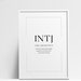 INTJ Printable Wall Art MBTI Printable Poster Myers-briggs Type ...