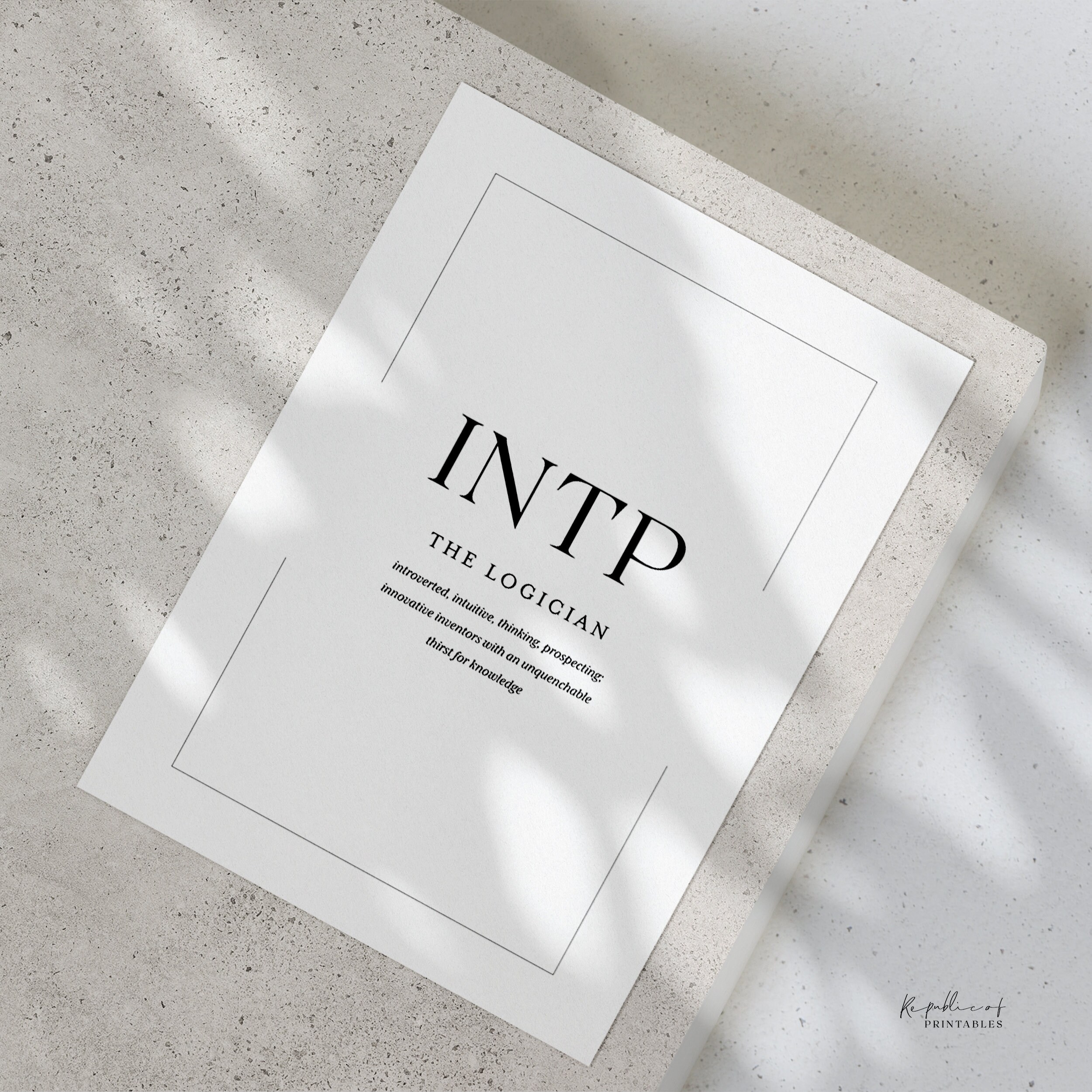 INTP Printable Wall Art MBTI Printable Poster Myers-briggs Type ...