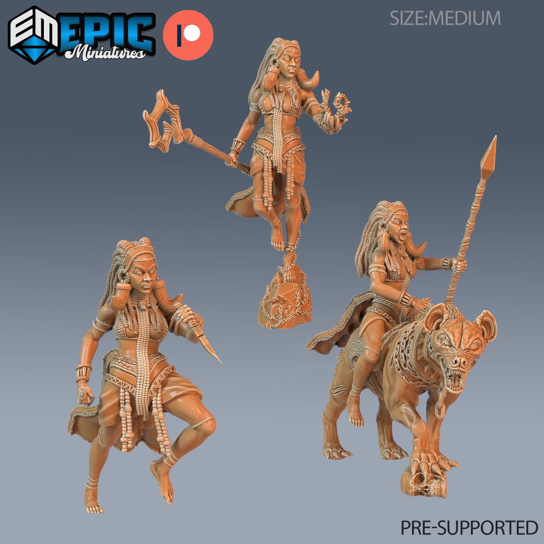 Dnd 3D Printed Resin Minifigures Tribe Princess Magic Hyena - Etsy