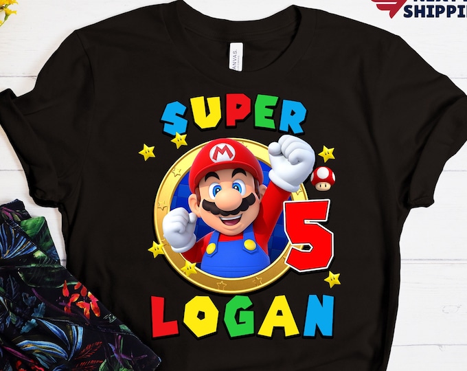 Super Mario Birthday Shirt, Mario Birthday Party T-shirt, Personalized ...