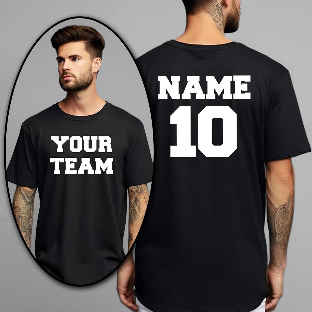 Custom Sports T-shirt, Front Back Name and Number, Your Team Your Name ...