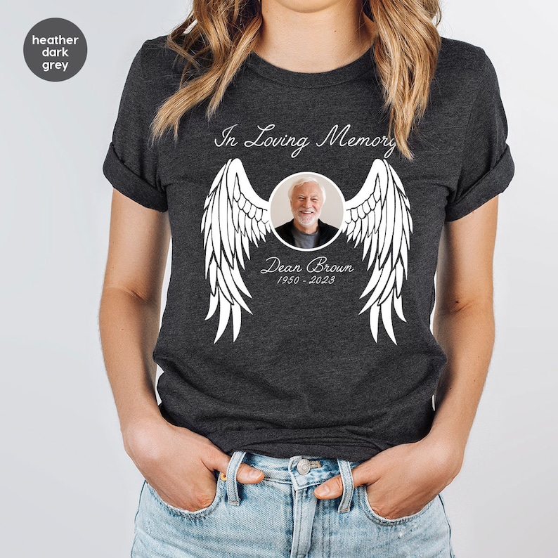 Personalized Memorial Photo T-shirt, Custom Funeral Photo Shirt, Rest ...