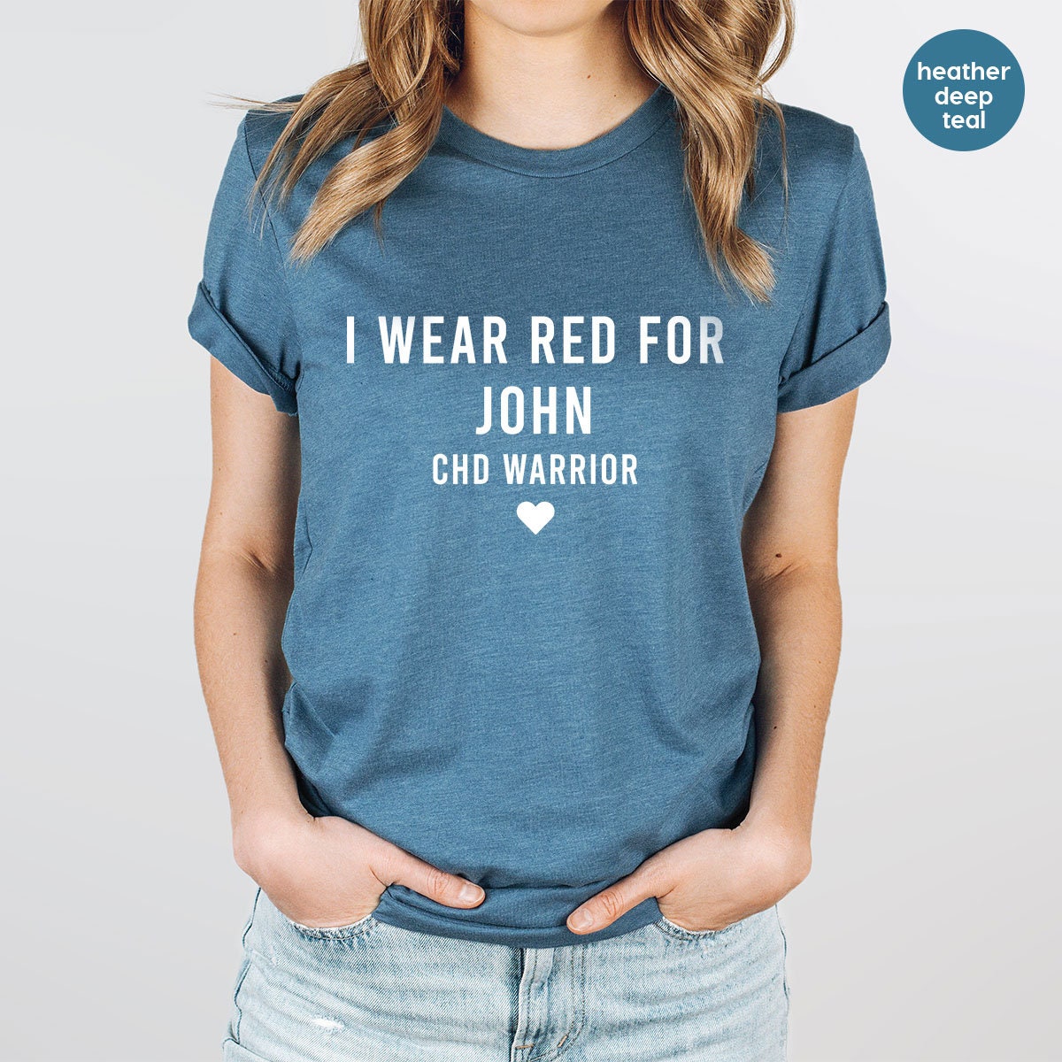 Custom CHD Awareness Shirt, I Wear Red CHD Warrior, Personalized Heart ...