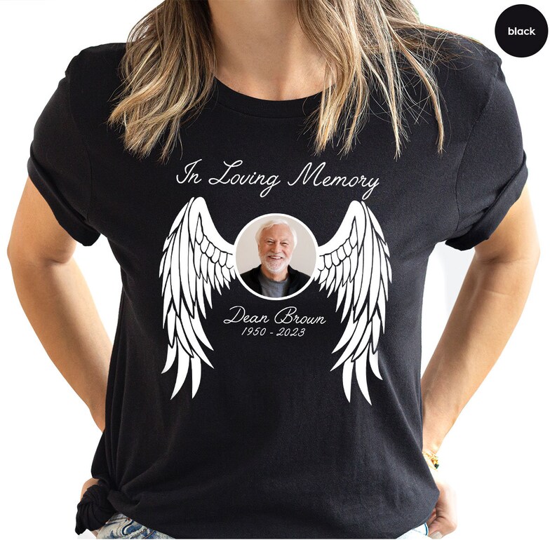 Personalized Memorial Photo T-shirt, Custom Funeral Photo Shirt, Rest ...