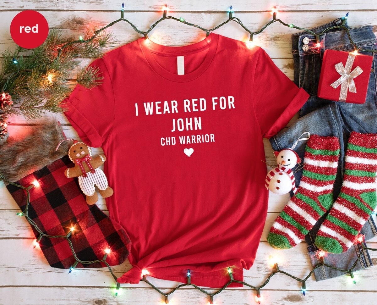 Custom CHD Awareness Shirt, I Wear Red CHD Warrior, Personalized Heart ...