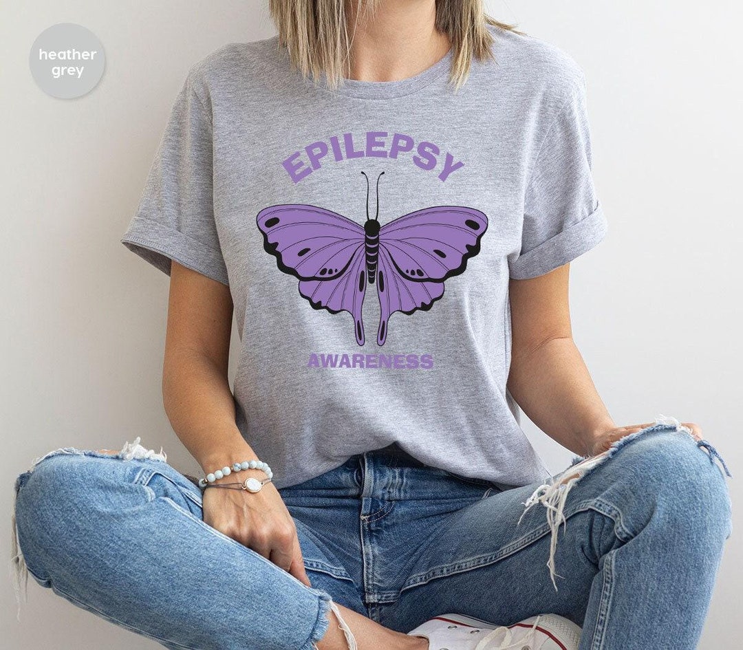 Epilepsy Awareness Shirt, Purple Ribbon Epilepsy T-shirt, Epilepsy ...