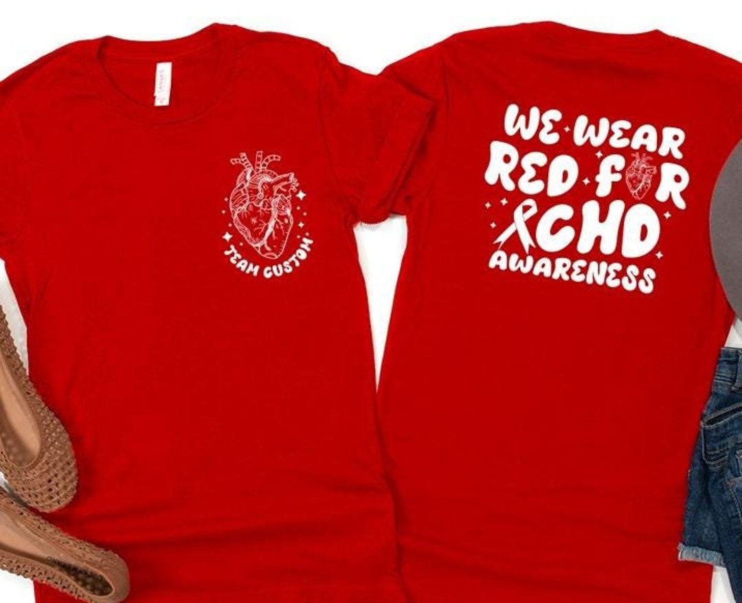 Custom CHD Awareness Shirt, I Wear Red CHD Warrior, Personalized Heart ...