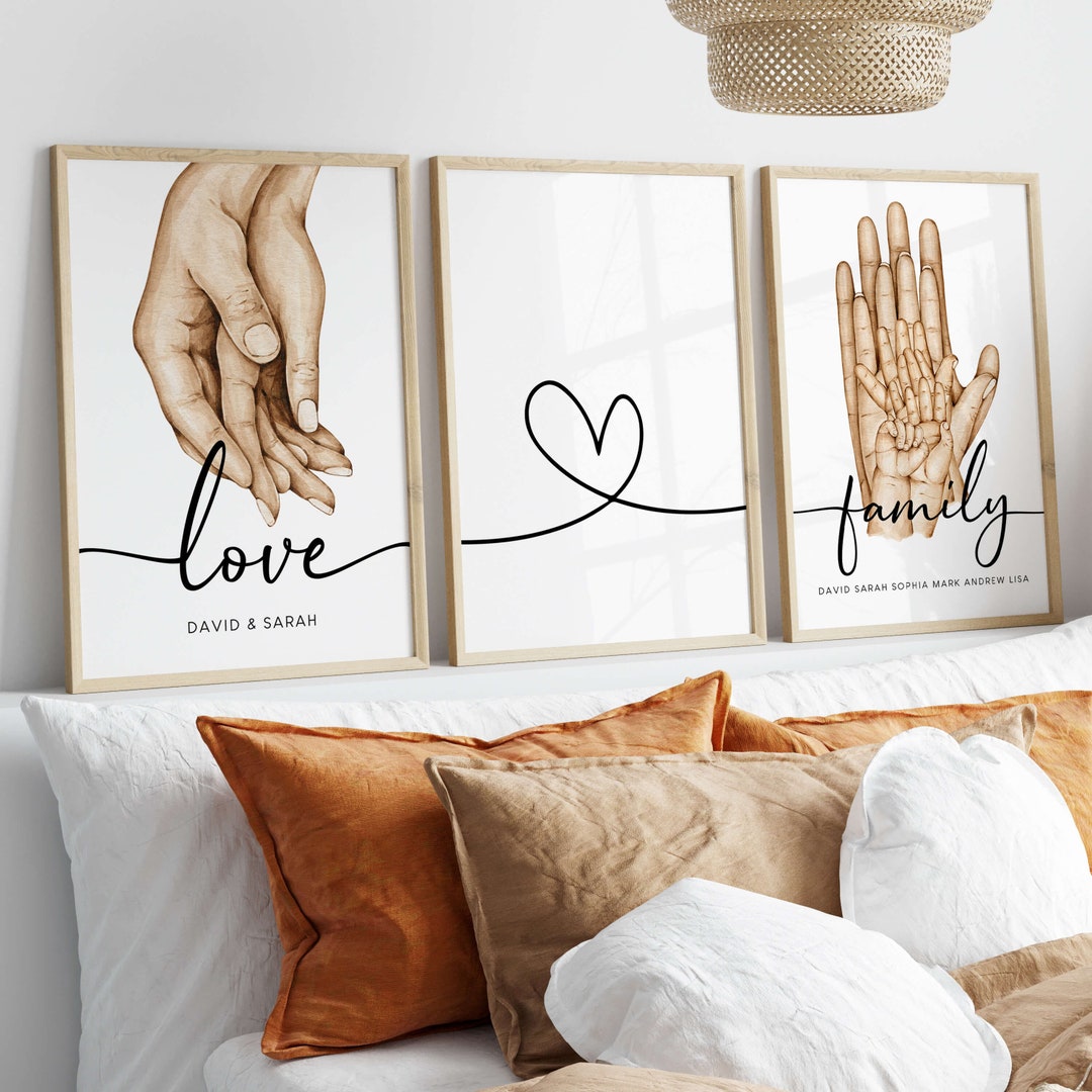 3x Family Poster With Name Premium Poster Print Watercolor Watercolor ...