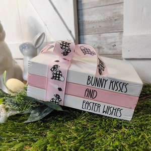 Easter Wood Book Stack, Farmhouse, Easter Bunnies,easter Decor, Tiered Tray Decor, Easter ...