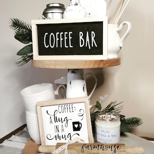 Coffee a Hug I a Mug / Mini 13cm Square Sign, Kitchen Sign, Rustic ...
