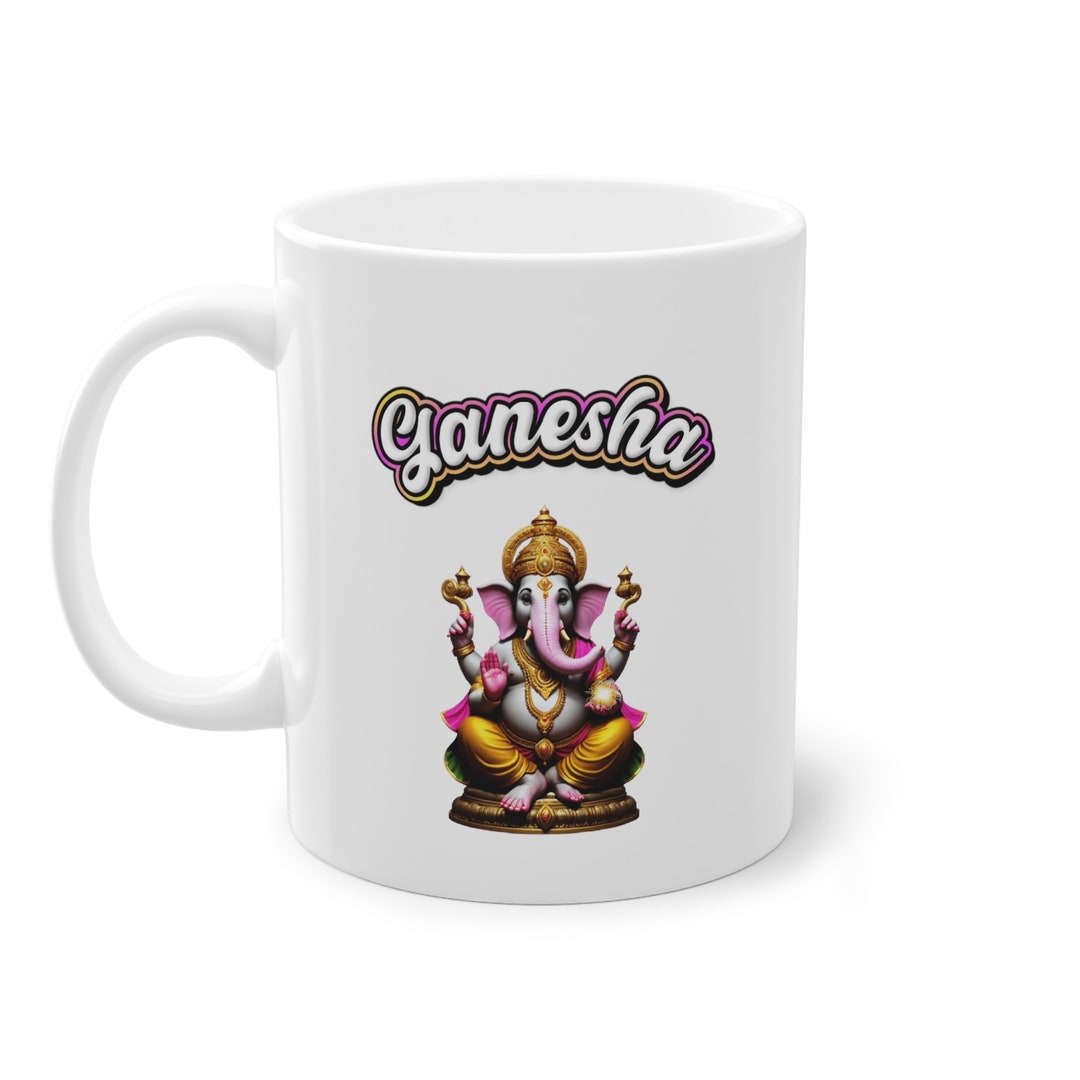 Standard Mug 11 Oz Ganesha, White Ceramic Coffee Mug Lord Ganesha ...