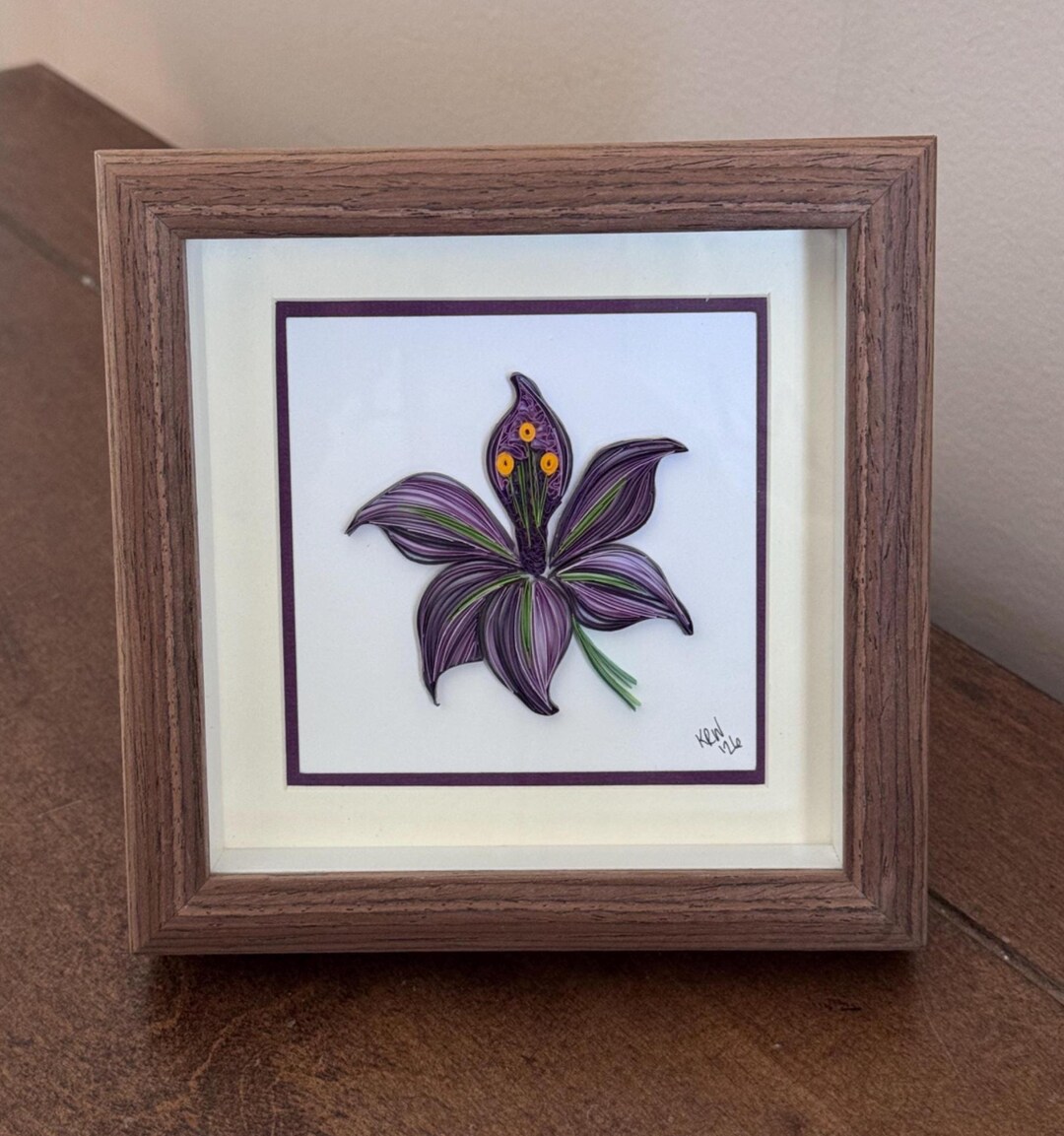 Quilled Purple Iris ~ Lily ~ Flower ~ Framed Paper Art ~ Handcrafted ...