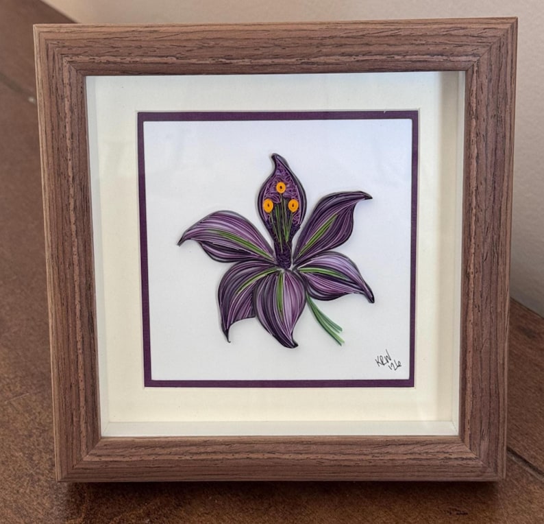 Quilled Purple Iris ~ Lily ~ Flower ~ Framed Paper Art ~ Handcrafted ...