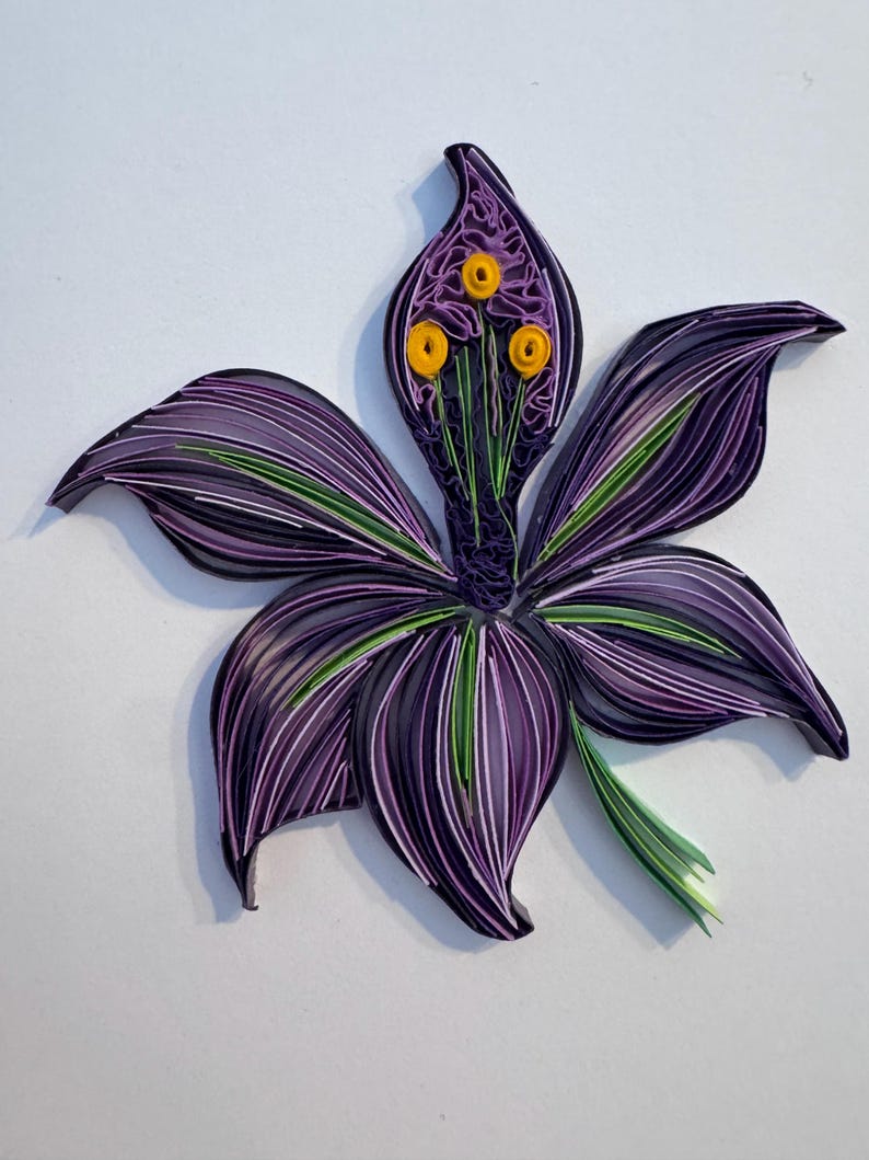 Quilled Purple Iris ~ Lily ~ Flower ~ Framed Paper Art ~ Handcrafted ...