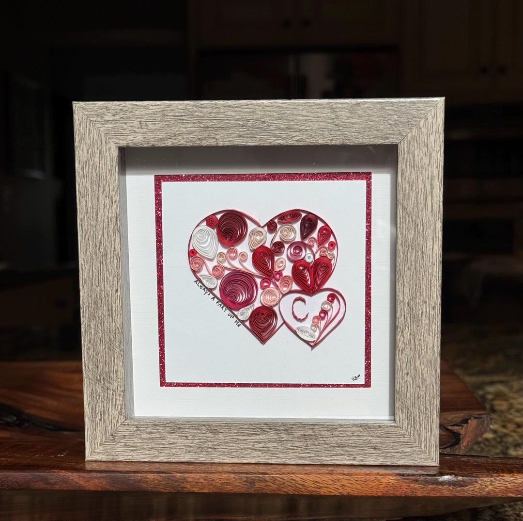 Quilled Heart Shadow Box – Red and Pink Paper Art - Always A Part of Me ...