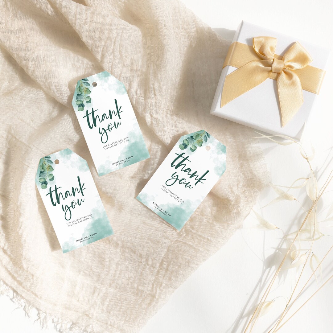 Greenery Wedding Sticker Template, Rectangle Gift Label 2x3,5, Thank ...