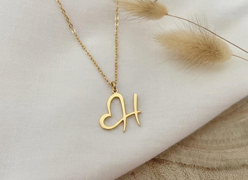 Heart Initial Necklace – Personalized Heart Letter Necklace, Dainty ...